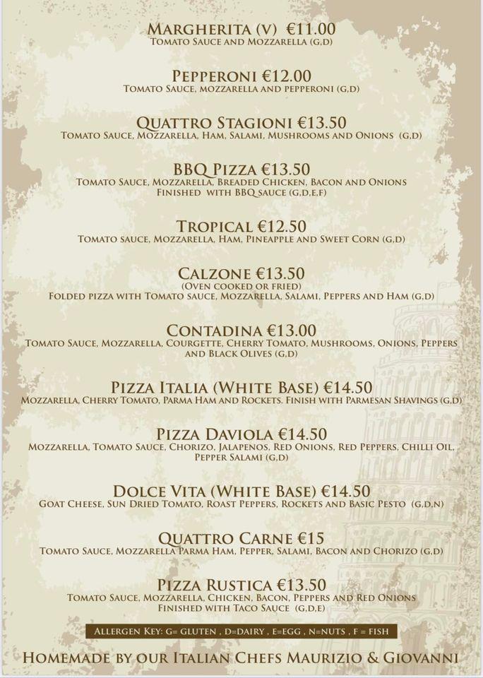 Menu at Brooks Cafe Bar, Carlow