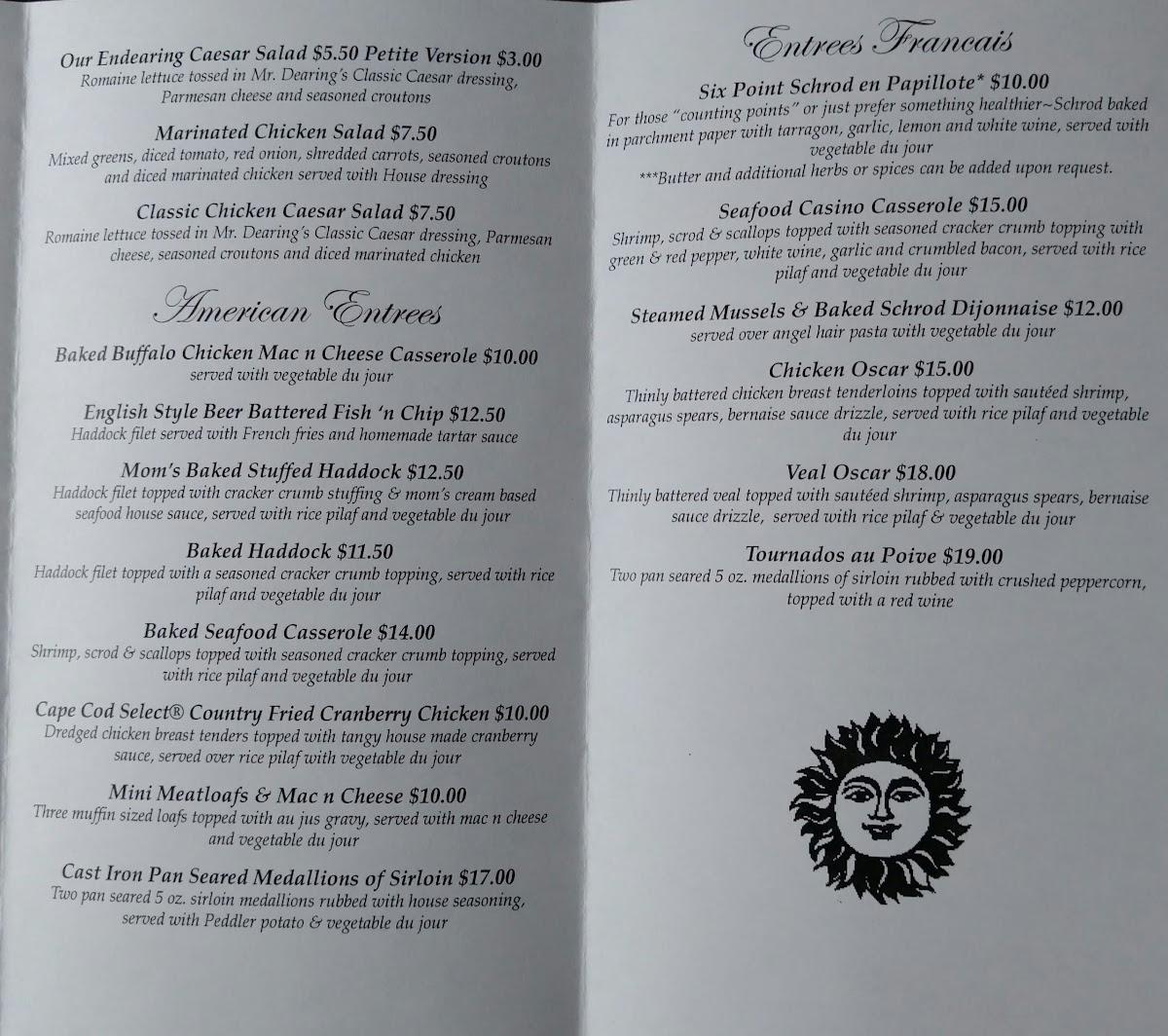 Menu at Cafe Soleil, Wareham