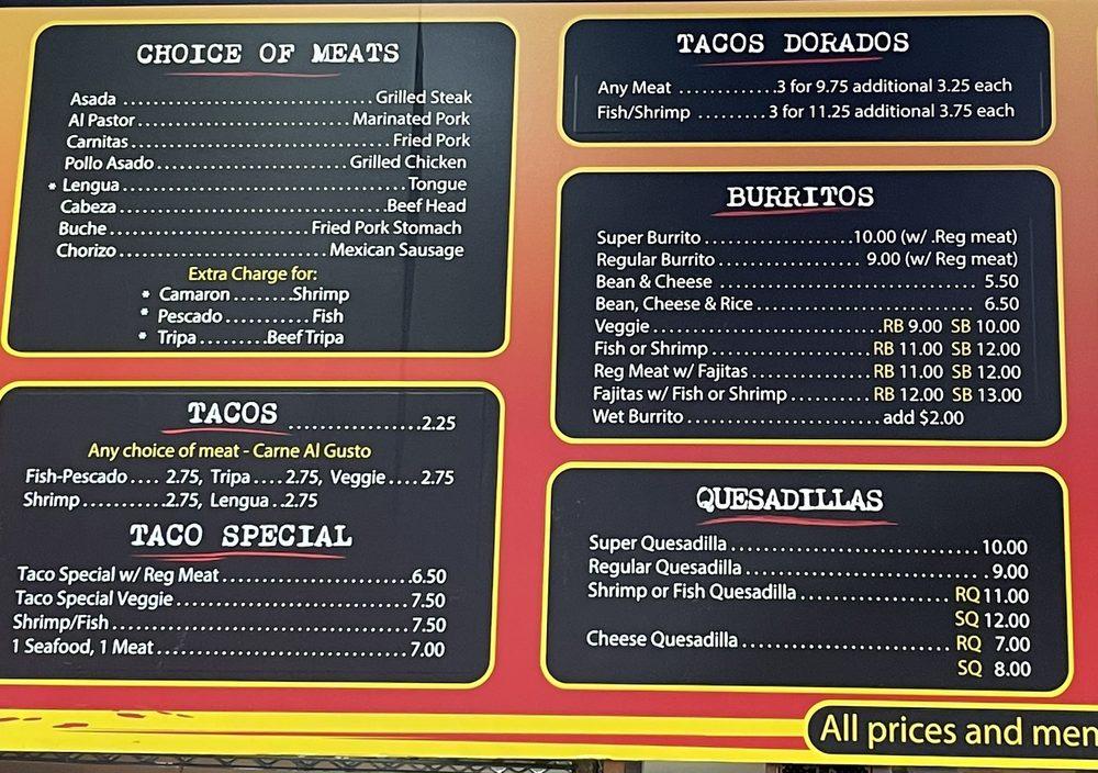 Menu at El Roy's Mexican Grill restaurant, Petaluma, 210 Edith St