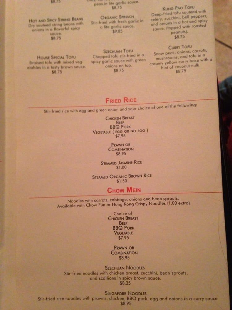 Menu at Lily Kai Chinese Cuisine restaurant, Petaluma