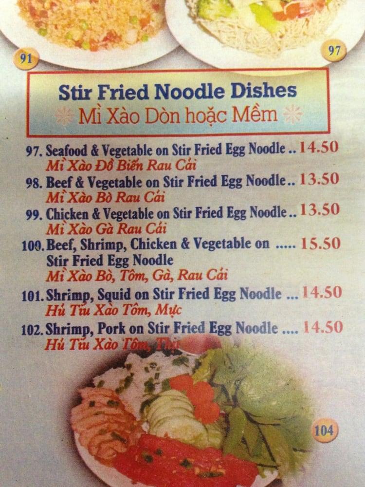 Menu at Minh Chau Restaurant, Calgary