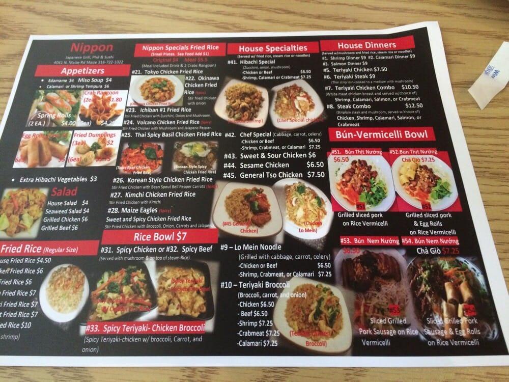 Menu at Nippon Grill restaurant, Maize