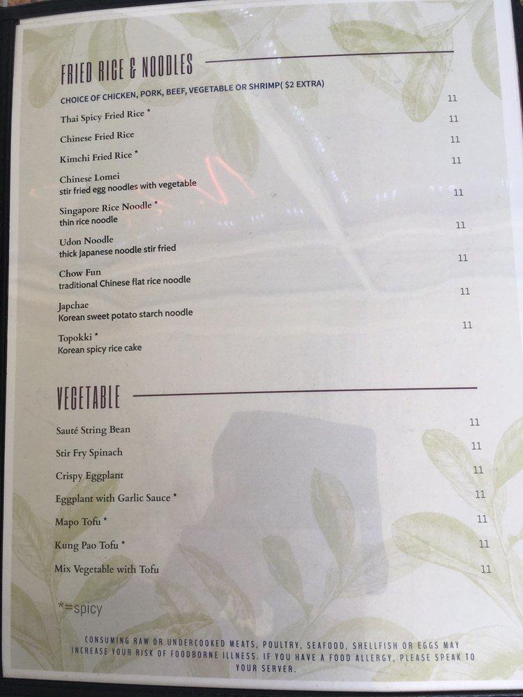 Menu at Acacia Tree Asian Cuisine restaurant, Morrisville