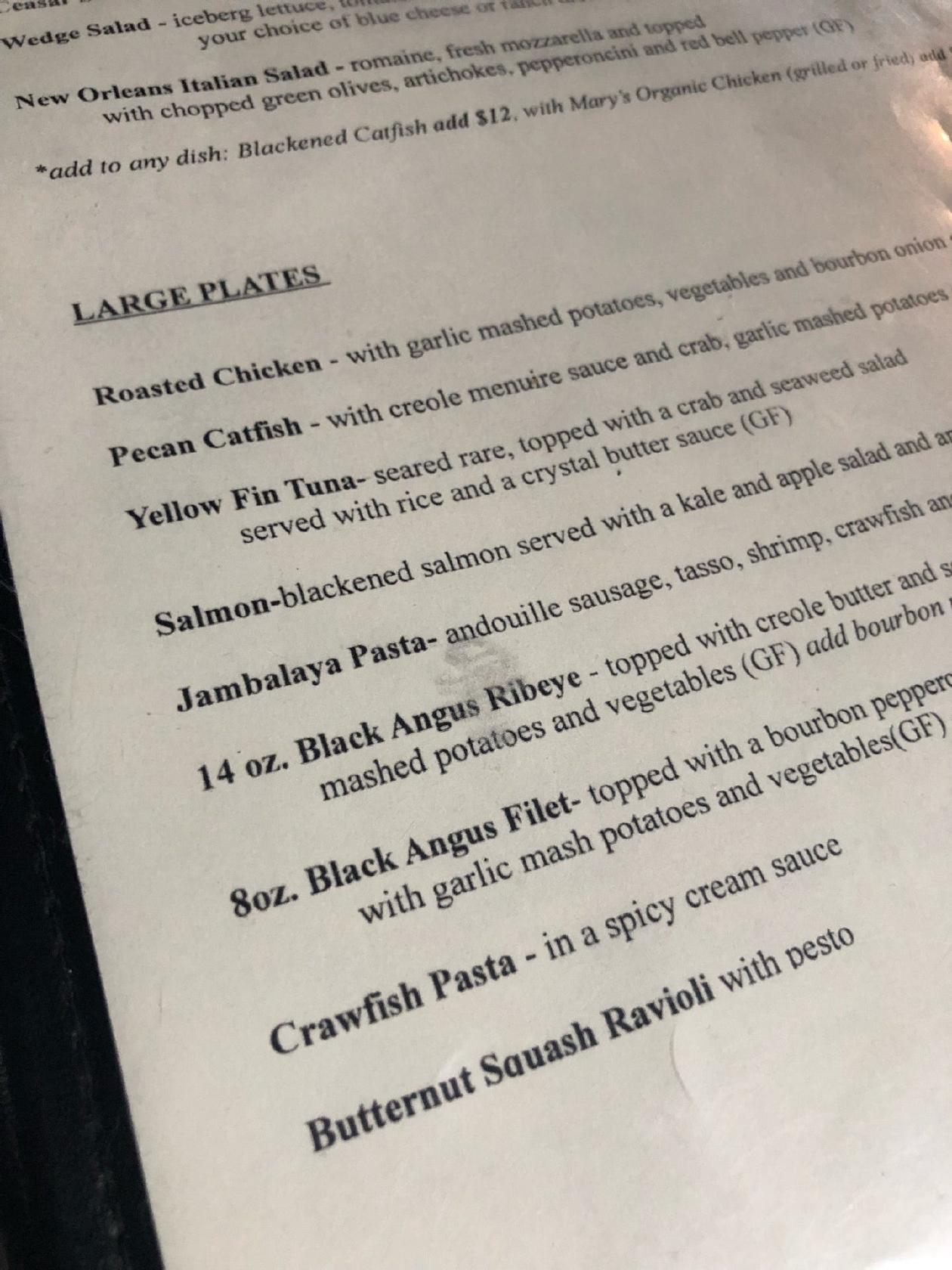 Menu at Cecil's New Orleans Bistro pub & bar, Garberville