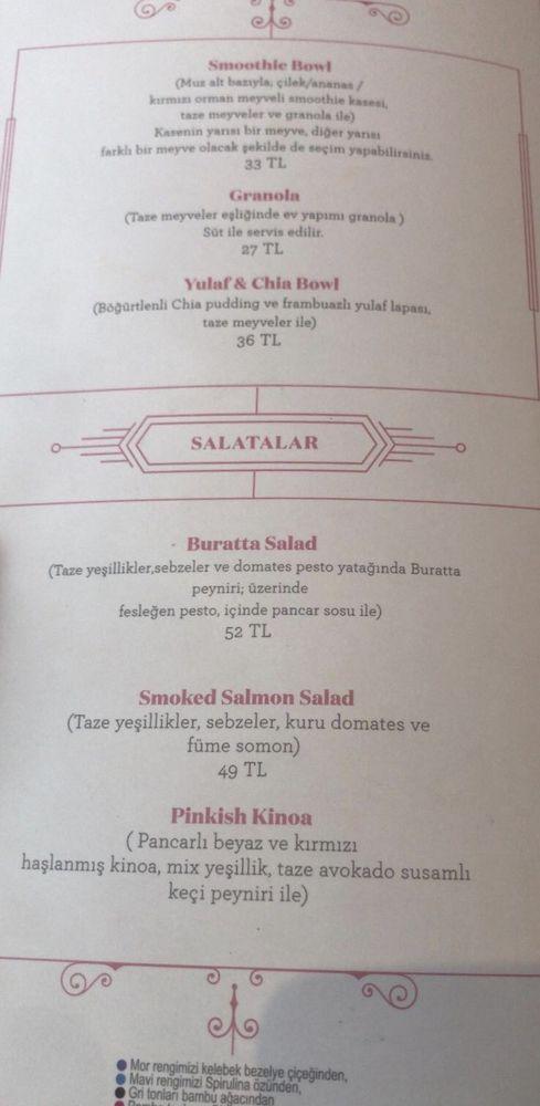 Carta de Emilia Cafe, Estambul, Mücahit Sk. no:402/B