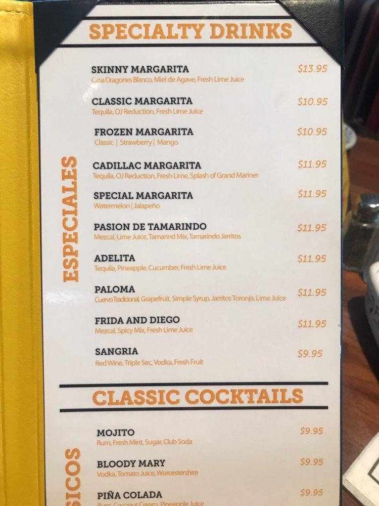 Menu at Frida Mexican Cuisine restaurant, Torrance, Del Amo Cir N