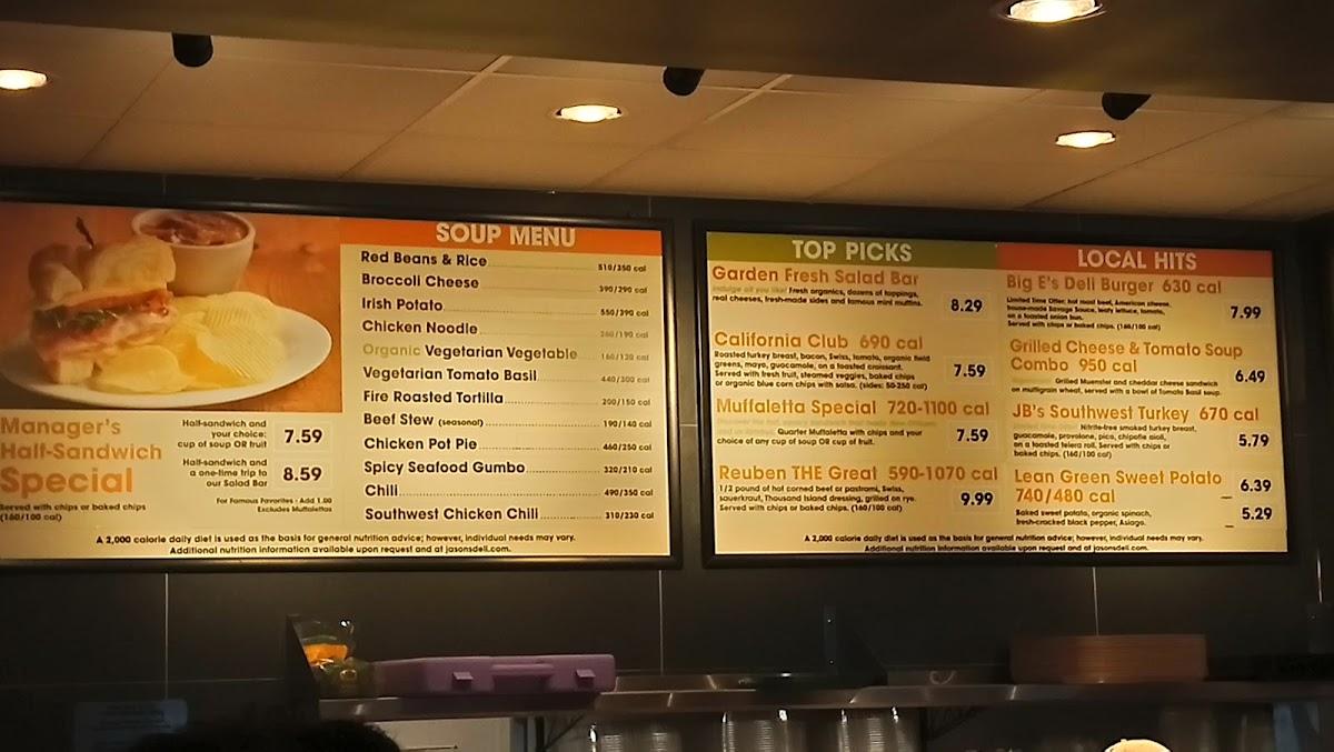 Menu at Jason's Deli restaurant, Fayetteville, Freedom Pkwy Dr