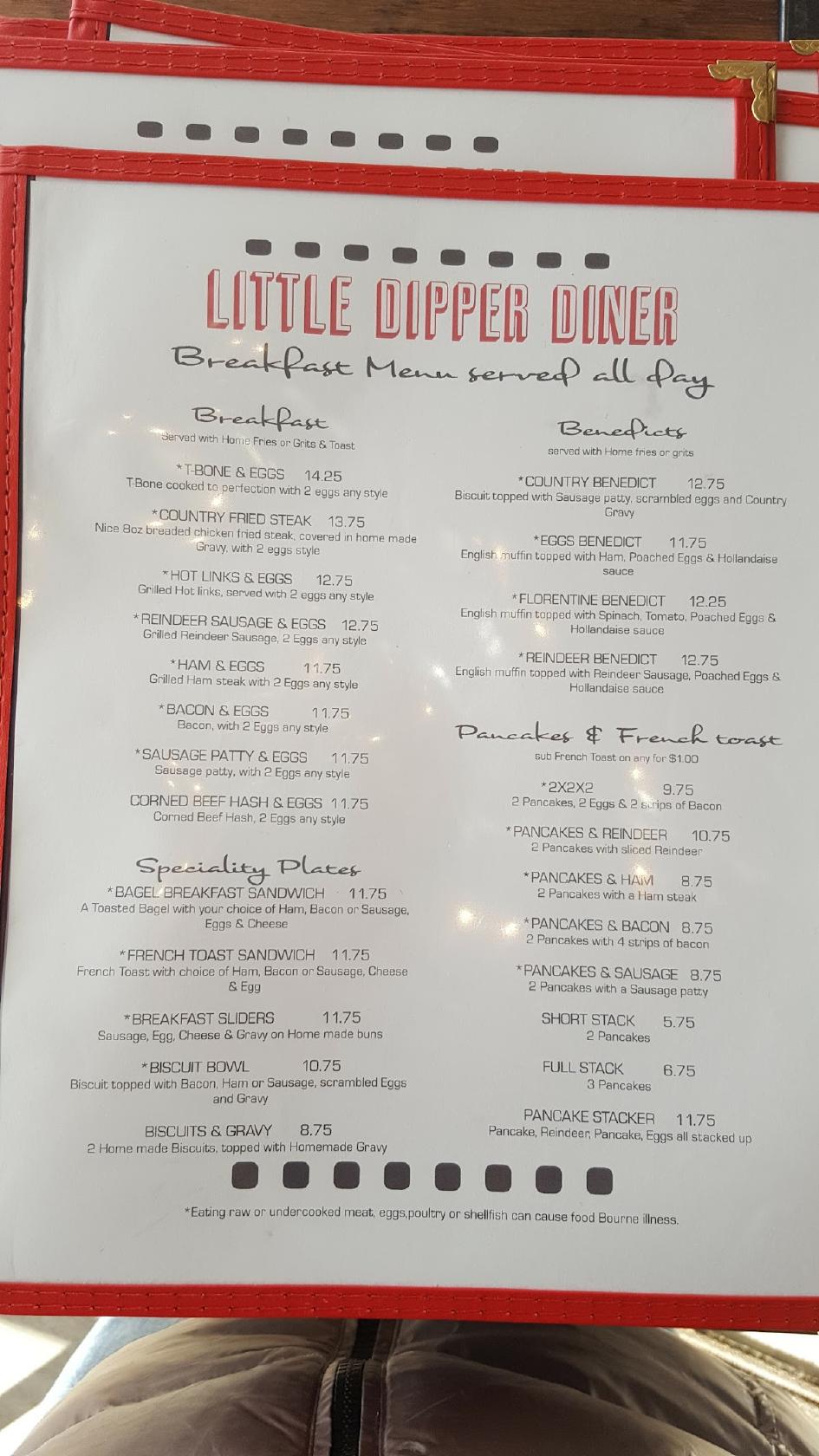 Menu at Little Dipper Diner restaurant, Anchorage, W Dimond Blvd #106