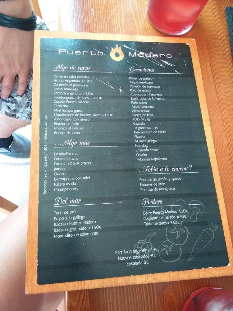 Menu at Puerto Madero pub & bar, Ventanicas-el Cantal, Paso del ...