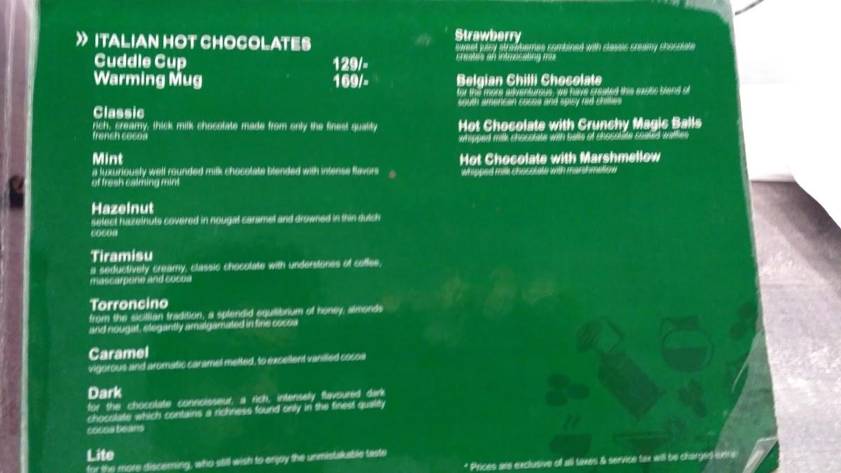 Menu at The Chocolate Room - Oasis Centre, Kochi