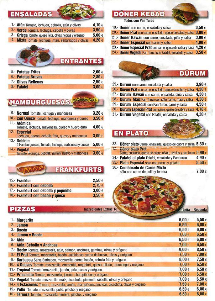 Carta del restaurante Tio Mario Döner Kebab, El Prat del Llobregat ...