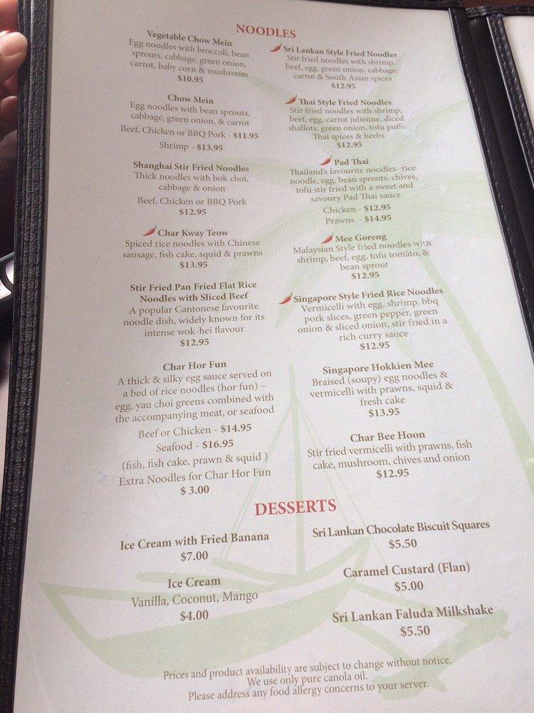 Menu at Kurumba Restaurant, Port Moody
