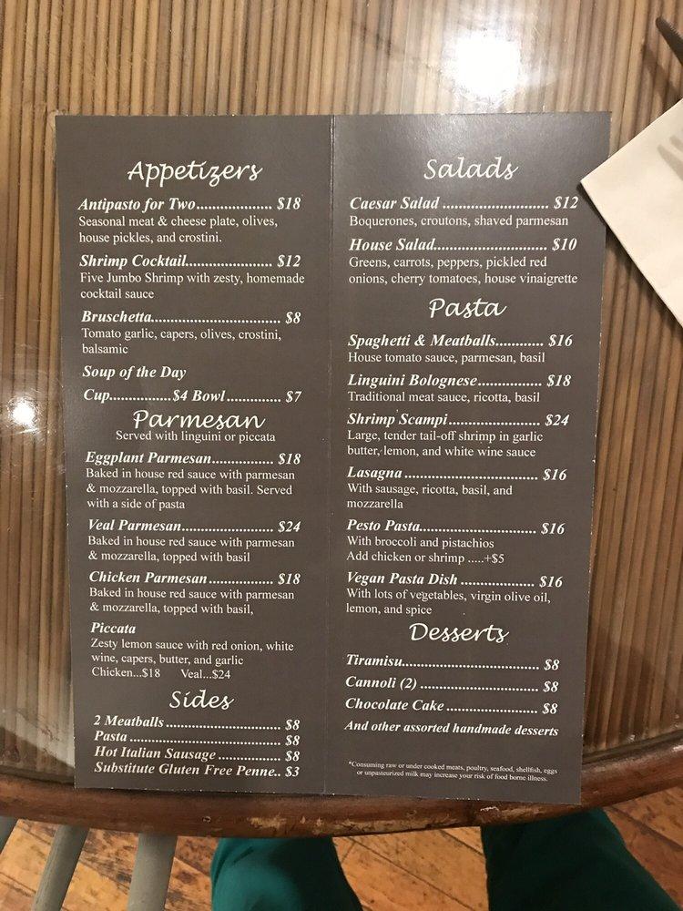 Menu at Lena's Italian Comfort restaurant, Portland