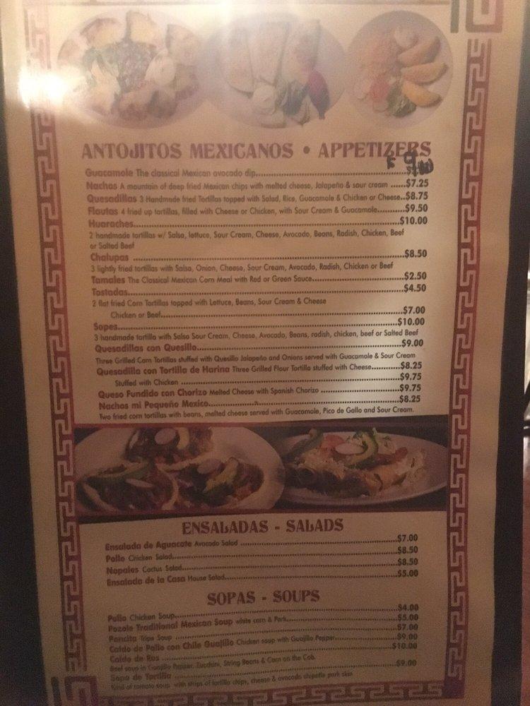 Menu at Mi Pequeno Mexico Restaurant, Newark