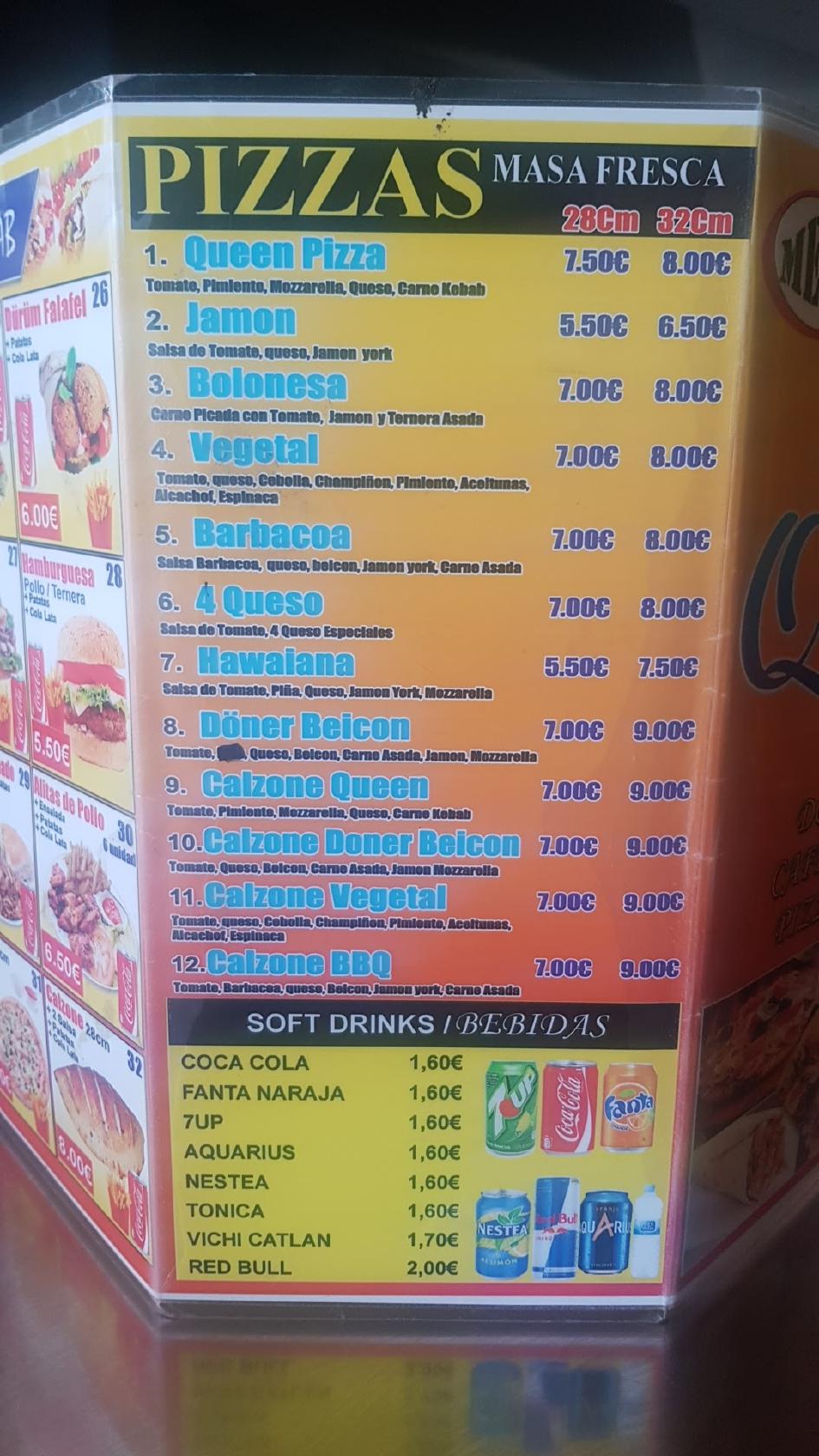 Menu at Queen Doner Kebab restaurant, Sabadell