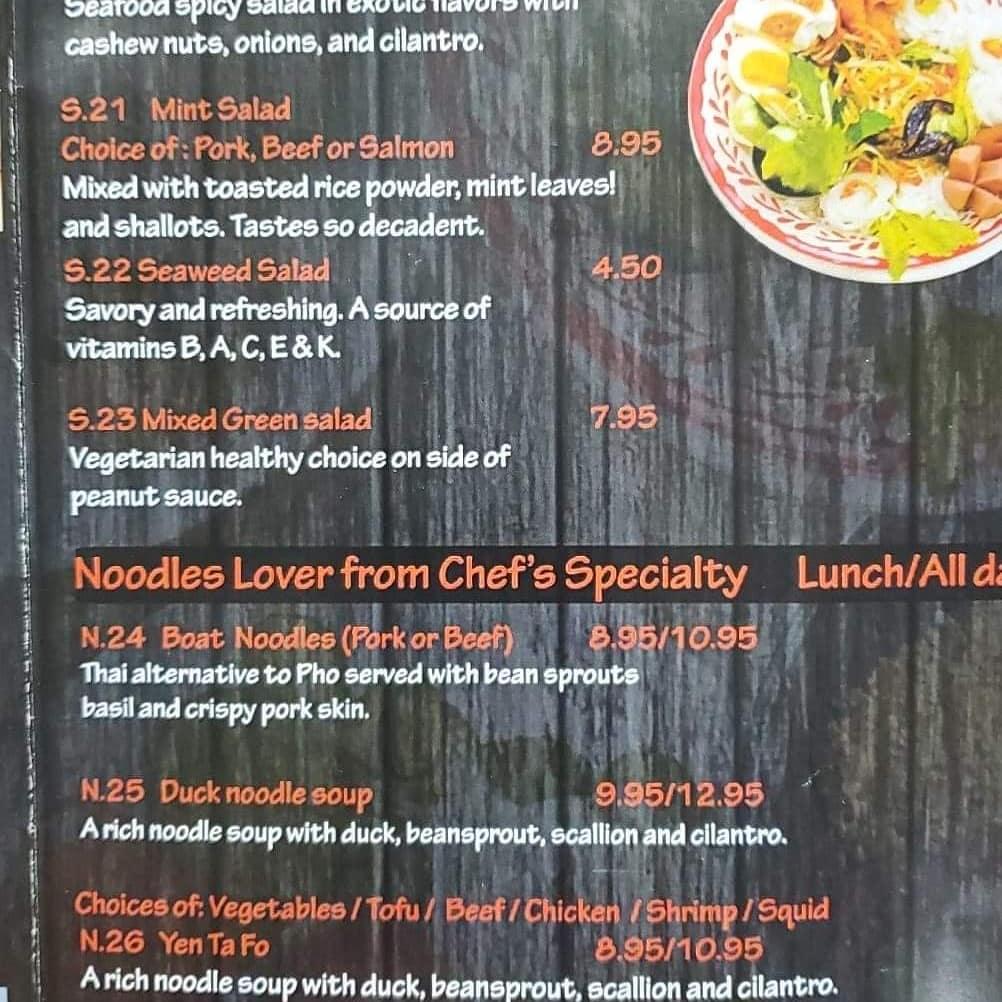 Menu at Thai Saap Rice & Noodles Kitchen restaurant, Quincy