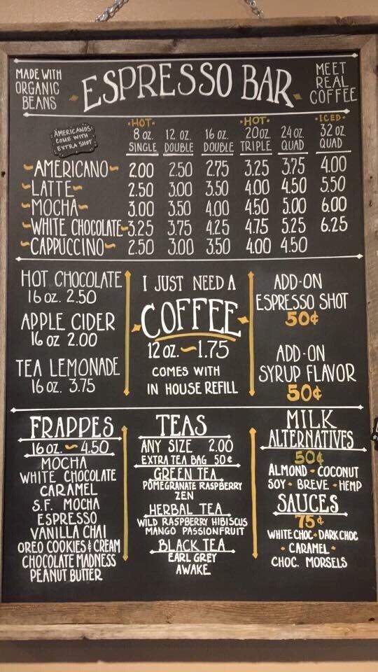 Carta de The Loft Coffee Bar, Everett