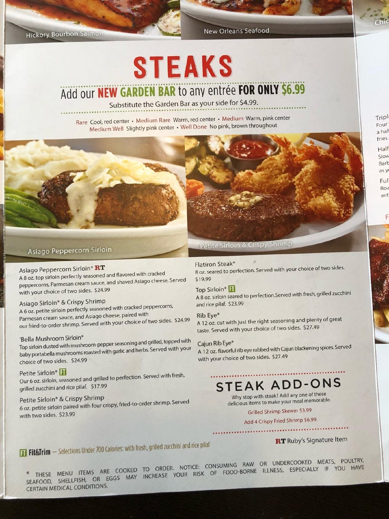 Menu at Ruby Tuesday Hawaii pub & bar, Honolulu, Moanalua Center