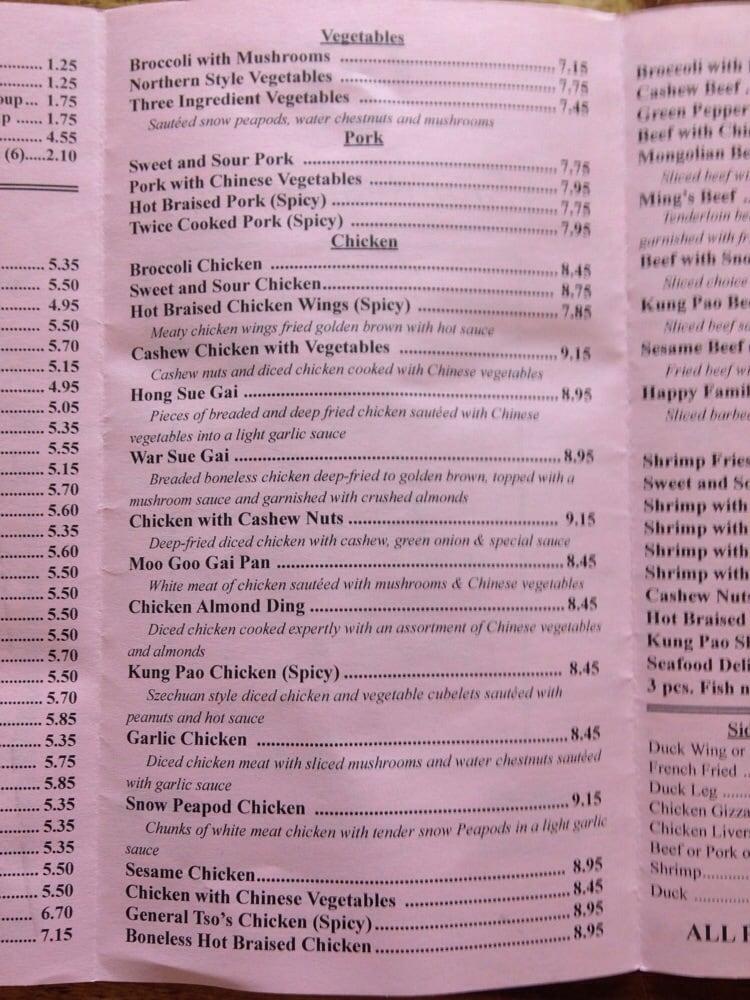 Menu at Sun Restaurant, Hazelwood
