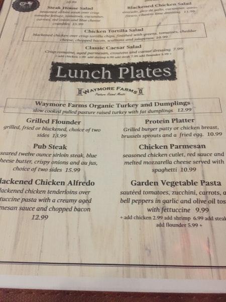 Menu at The Quart House restaurant, LaBelle