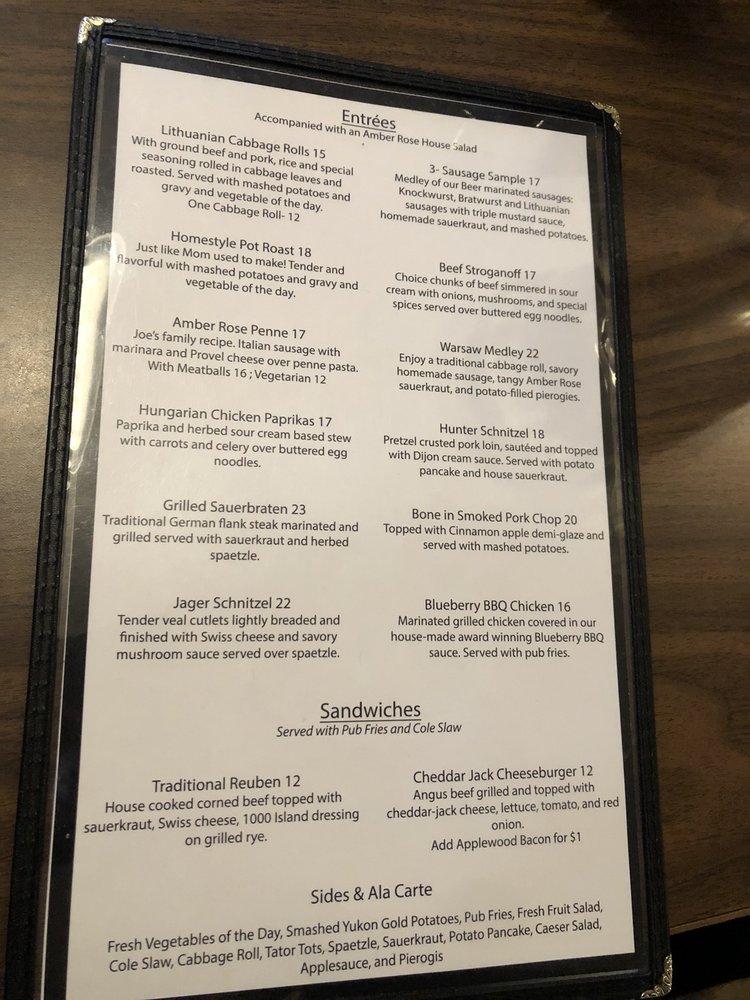 Menu at Amber Rose Restaurant & Catering, Dayton