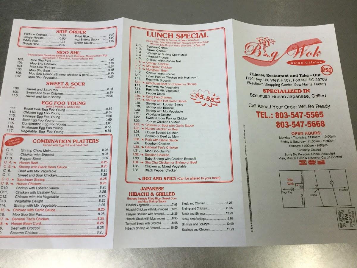 Menu at Big Wok Fort Mill restaurant, Fort Mill