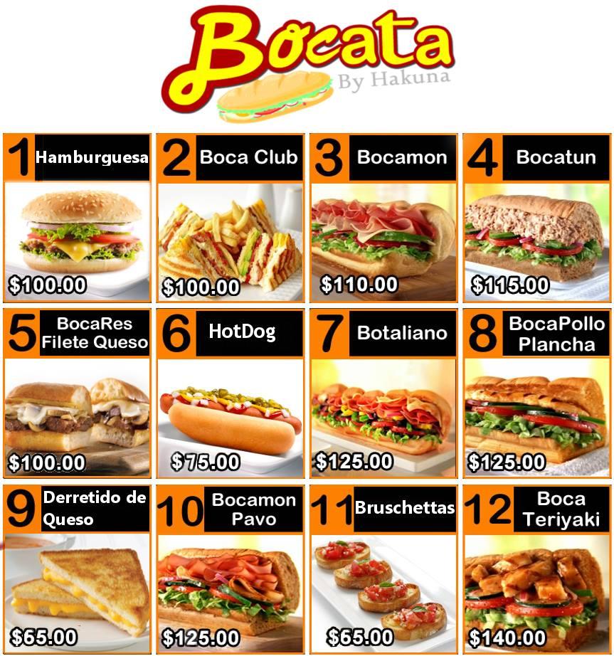 Menu at Bocata by Hakuna restaurant, Santo Domingo