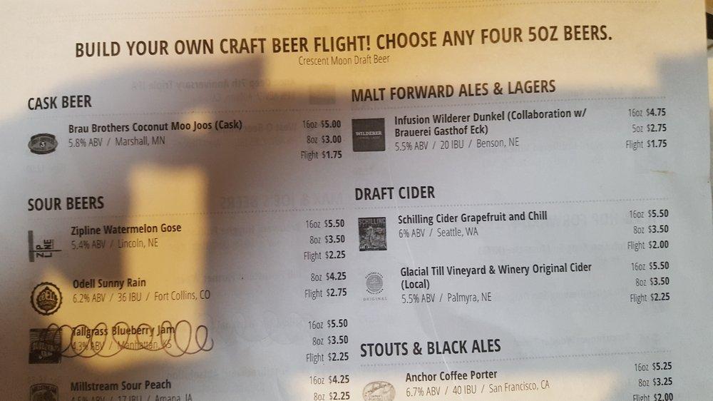 Menu at Crescent Moon pub & bar, Omaha