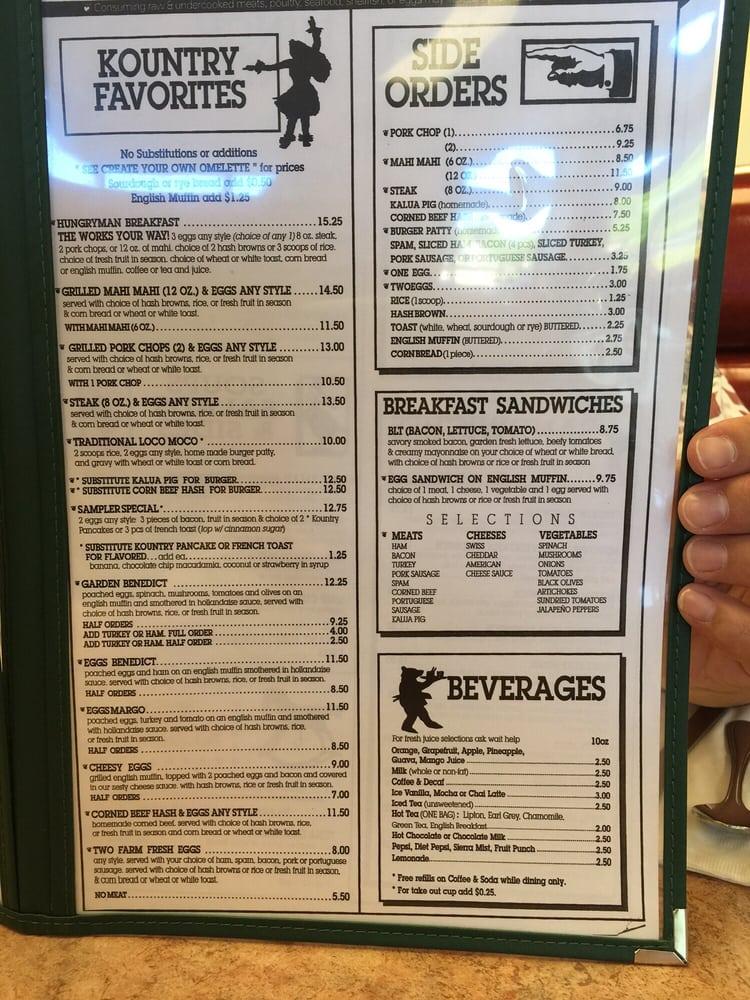 Menu at Kountry Style Kitchen Restaurant Ewa Beach, Ewa Beach