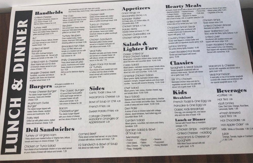 Menu at Classic Cafe, Sylvania, W Sylvania Ave