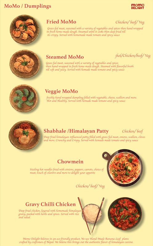 Menu at Momo Delight restaurant, New York City
