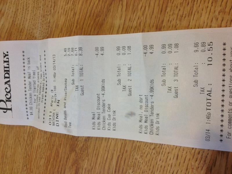 Menu at Piccadilly Cafeteria, Memphis, Poplar Ave