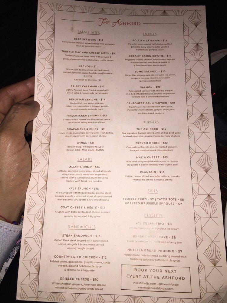 Menu at The Ashford pub & bar, Jersey City