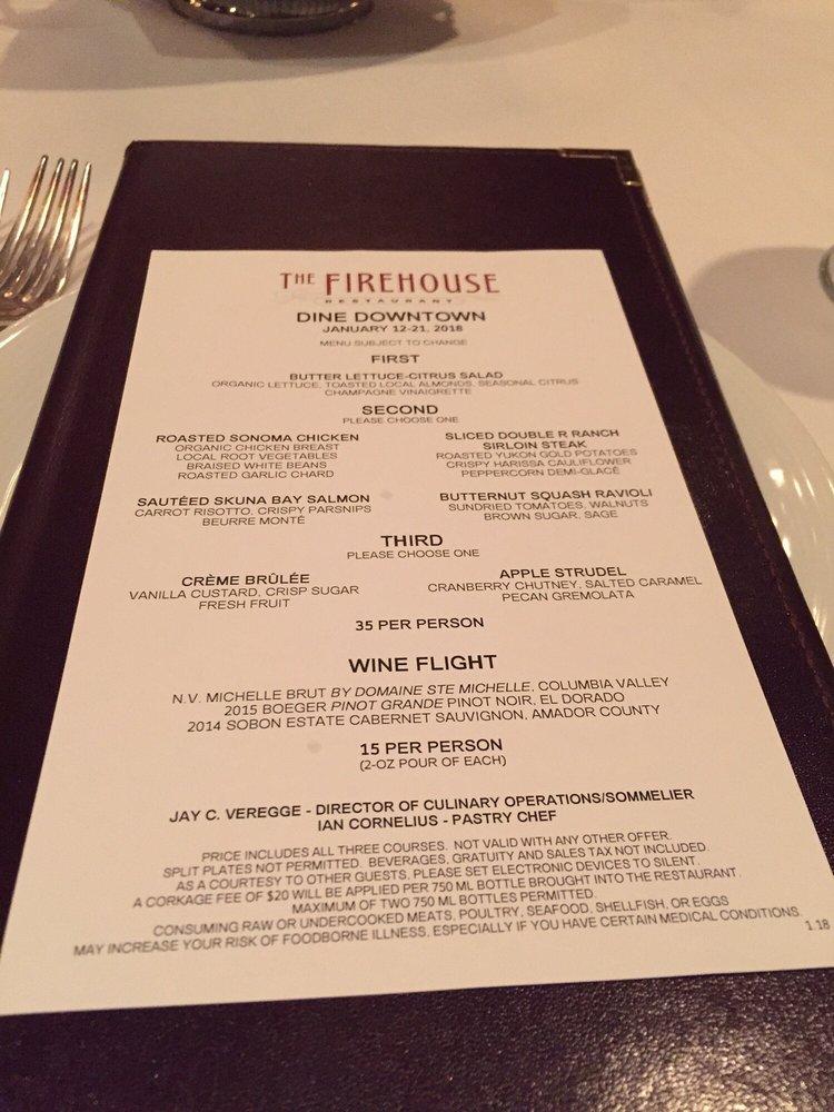 Menu at The Firehouse Restaurant, Sacramento