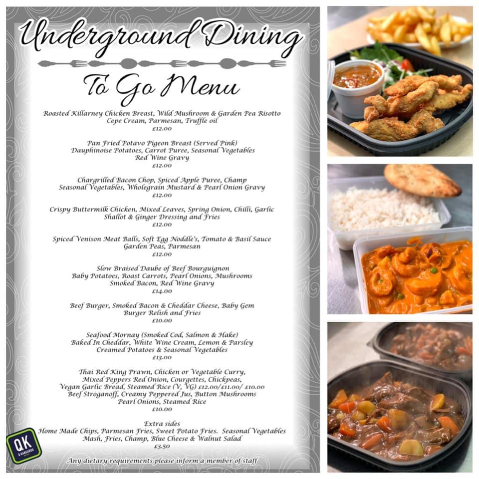 Menu at Underground Dining steakhouse, Bangor