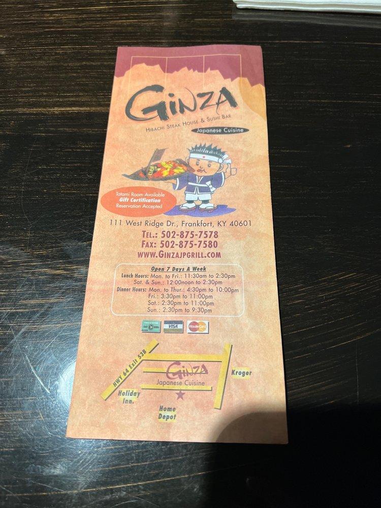 Menu at Ginza restaurant, Frankfort