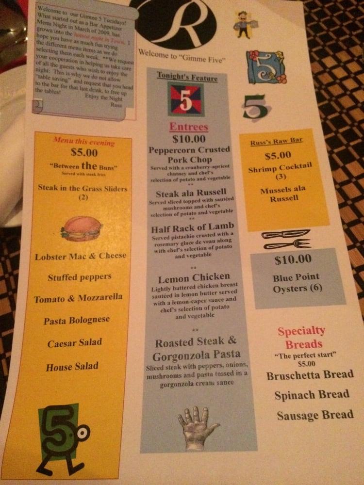 Menu at Russell's Steaks, Chops, & More steakhouse, Bowmansville