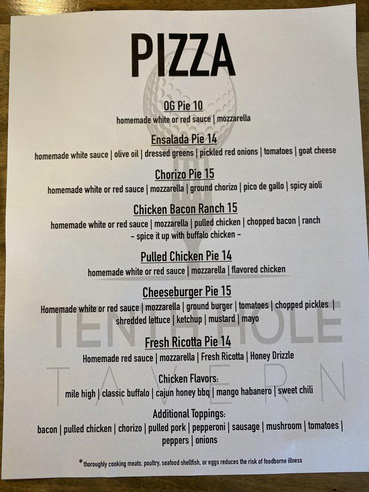 Menu at Tenth Hole Tavern pizzeria, Glastonbury, 16 Fairway Crossing