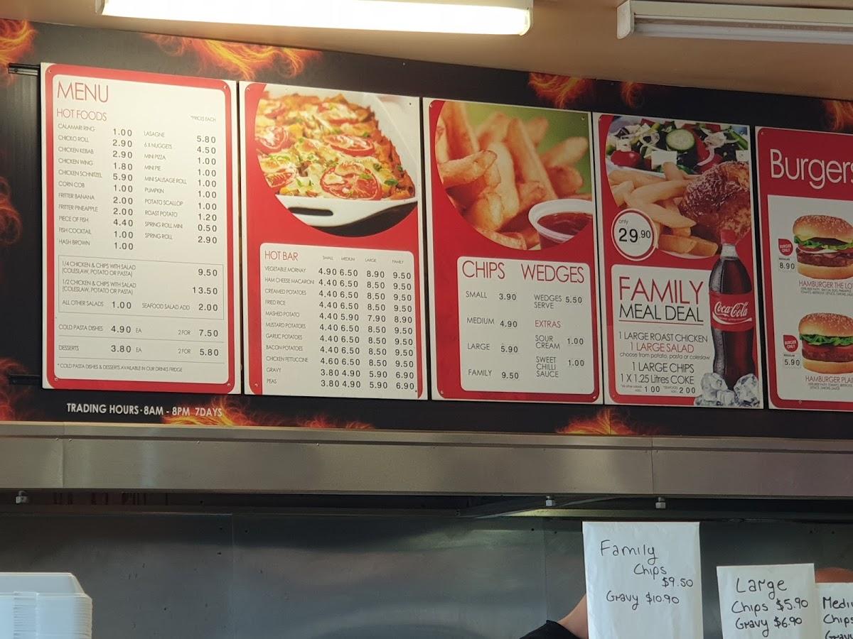 Menu at Thunderbird Chickens restaurant, Dapto