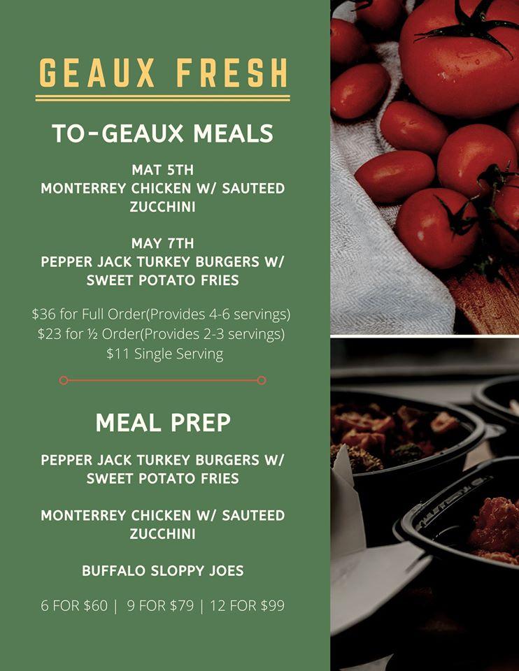 Menu at Geaux Fresh Minden restaurants, Minden
