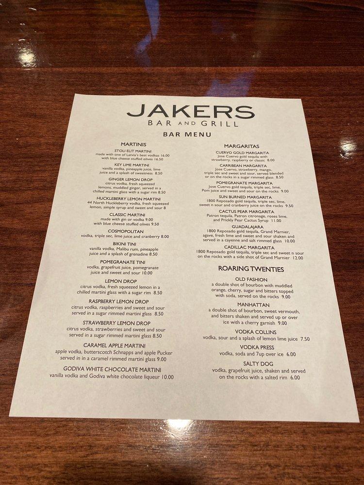 Menu at Jakers Bar and Grill, Pocatello