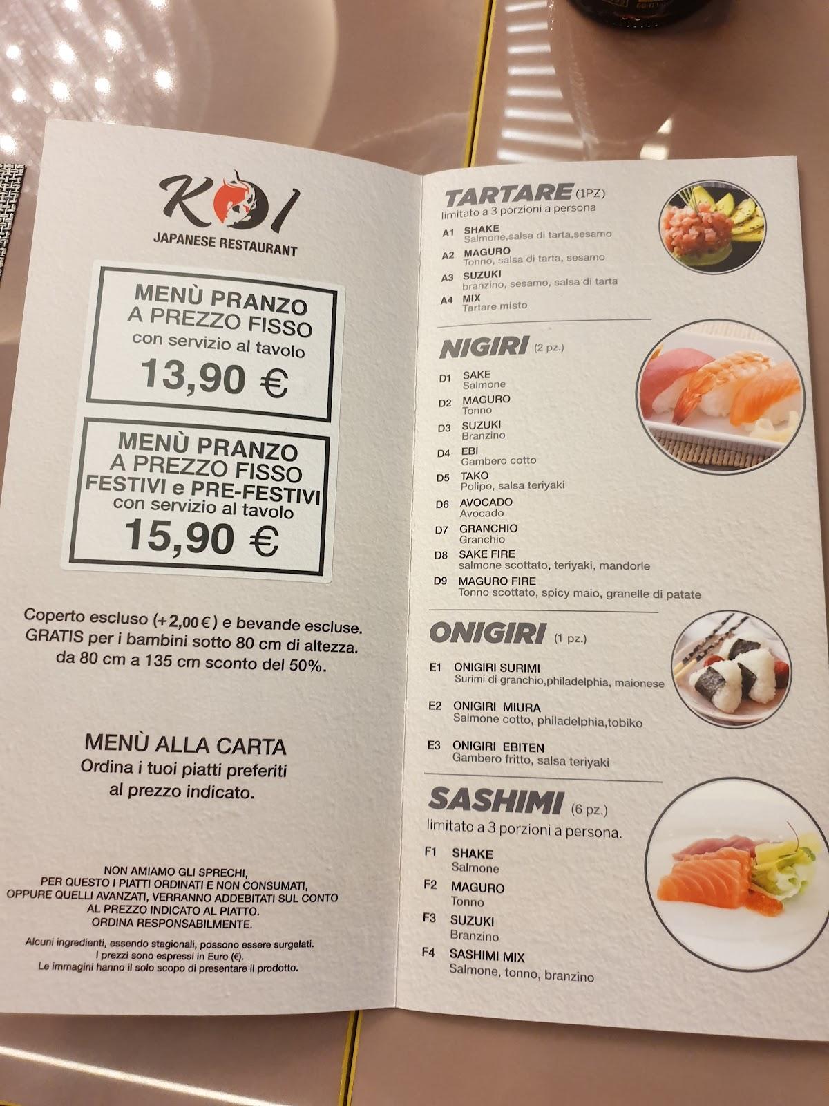 Menu da Koi Japanese Restaurant, Pescantina