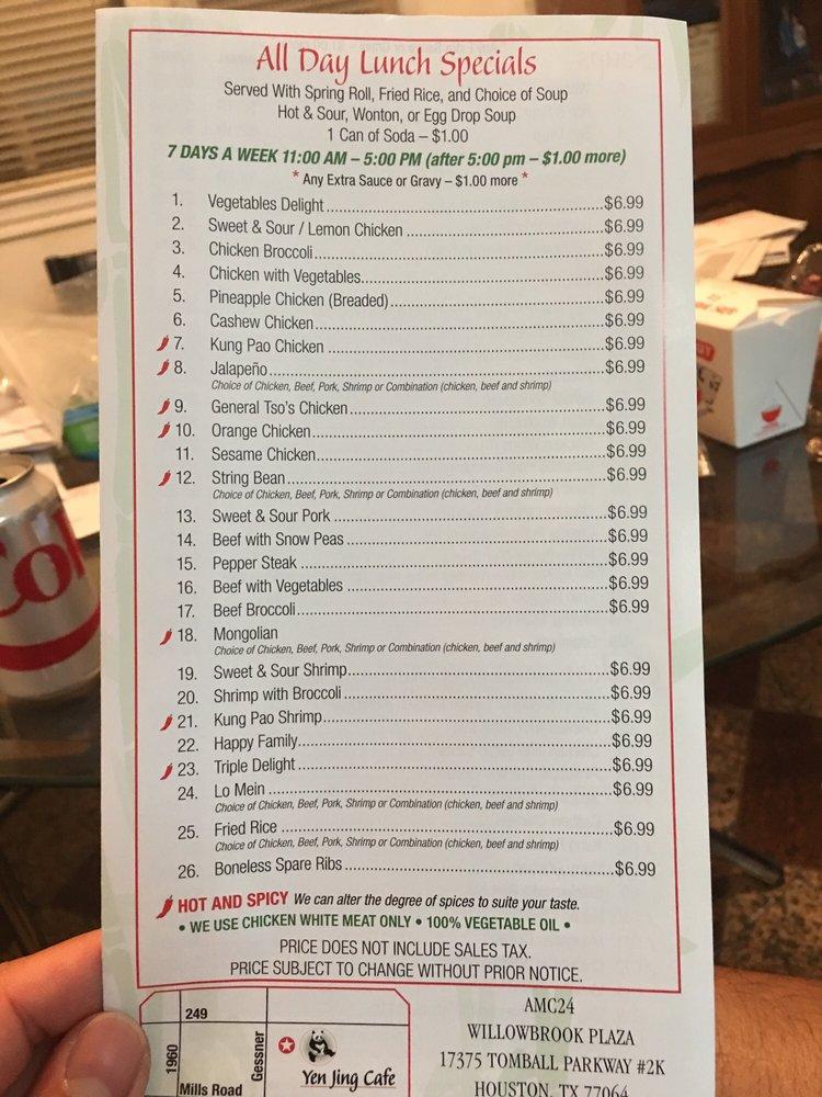 Menu at New Yen Jing restaurant, Houston, Tomball Pkwy