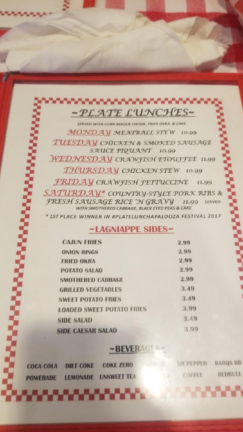 Menu at The Cajun Table restaurant, Lafayette, Ambassador Caffery Pkwy ...