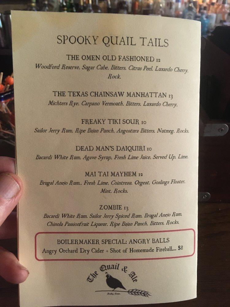 Menu at The Quail & Ale Neighborhood Pub, Derby