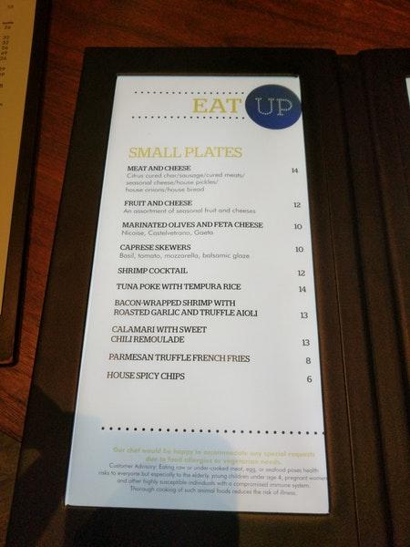 Menu at UP Skybar & Lounge, Davenport