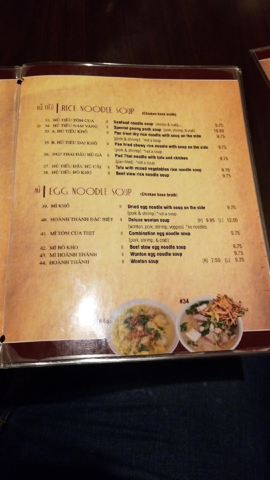 Menu at Viva Restaurant, Winnipeg