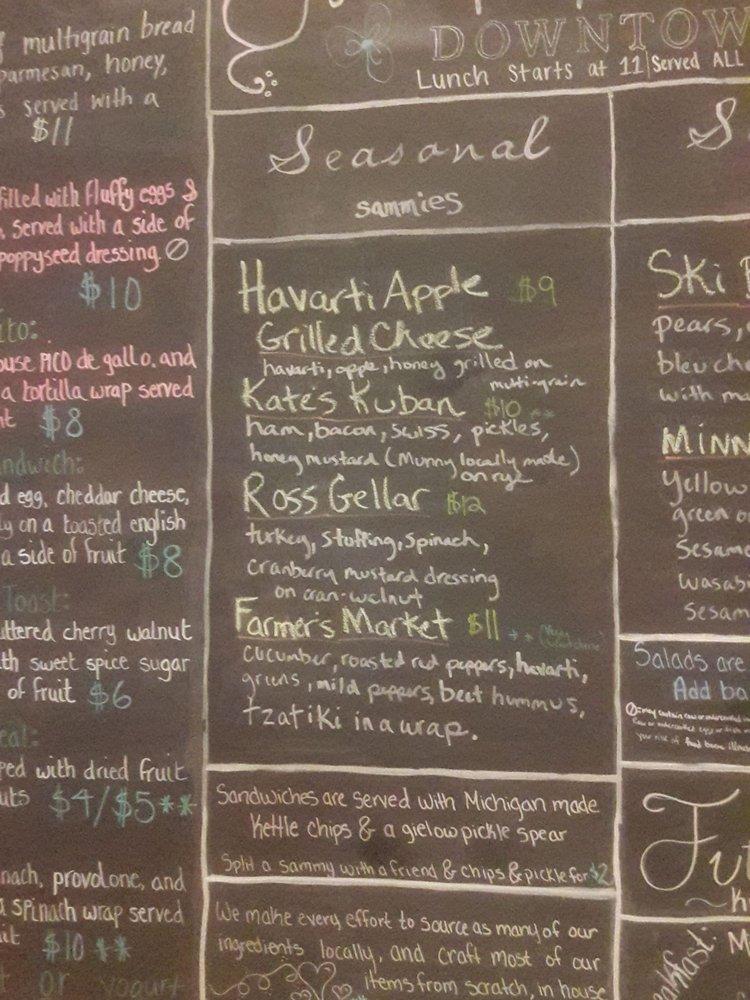 Menu at Kate's Downtown cafe, Port Huron