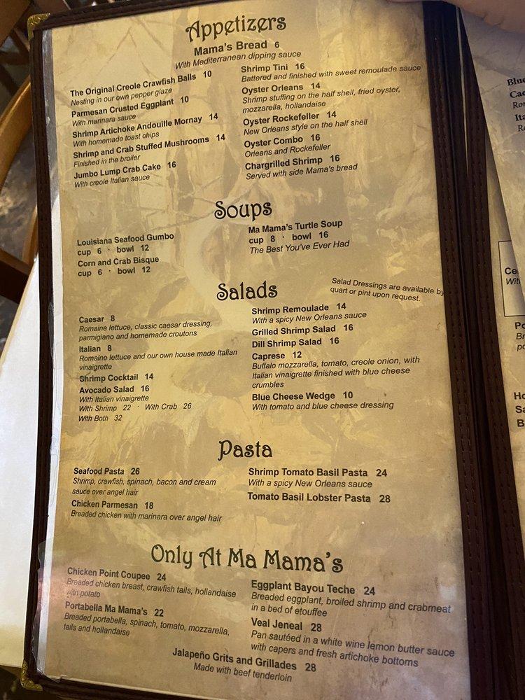 Menu at Ma Mama's Kitchen pub & bar, New Roads