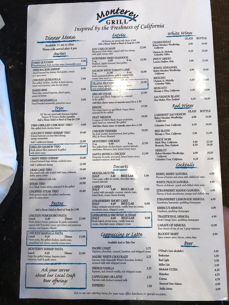 Menu at Monterey Grill restaurant, Port Orange